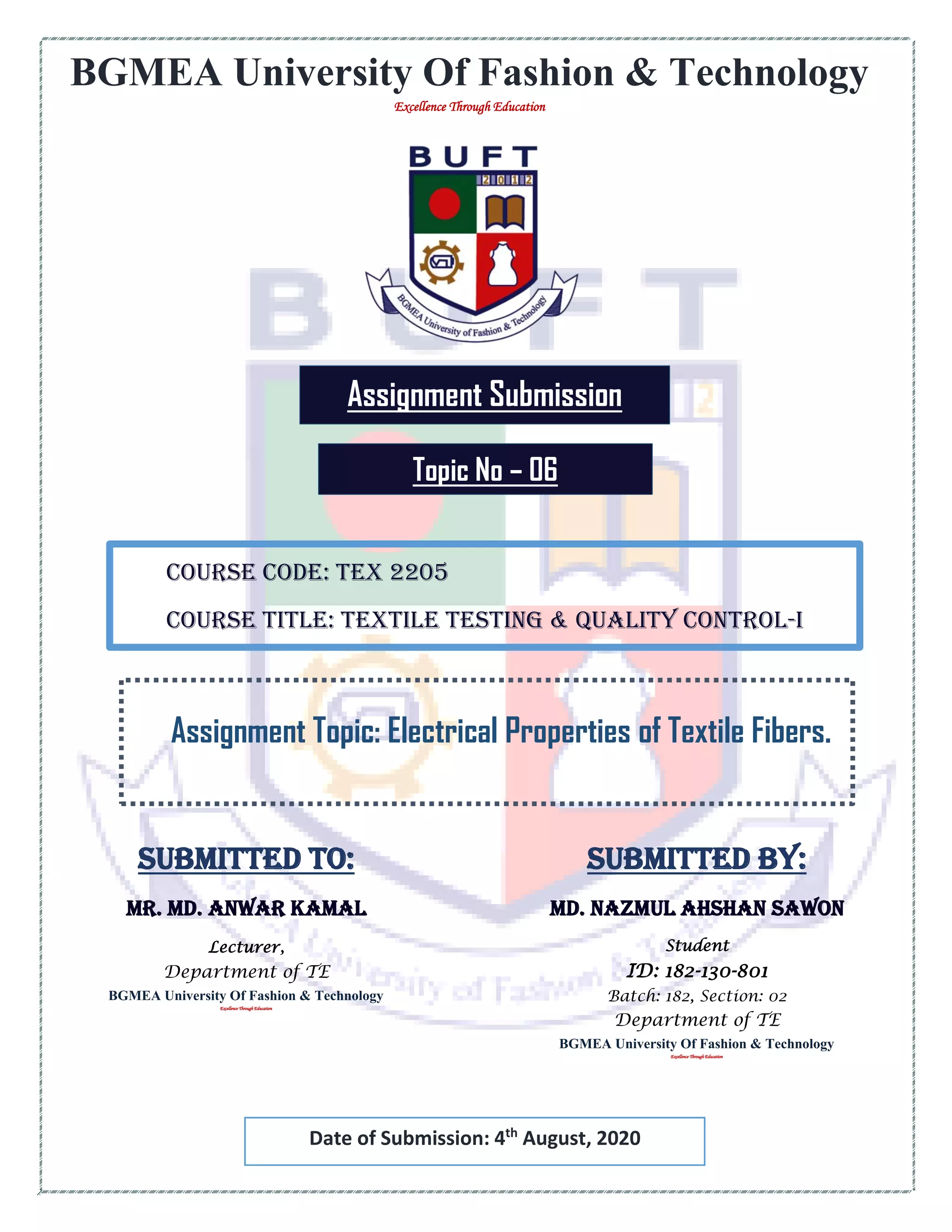 Electrical properties of textile fiber | PDF