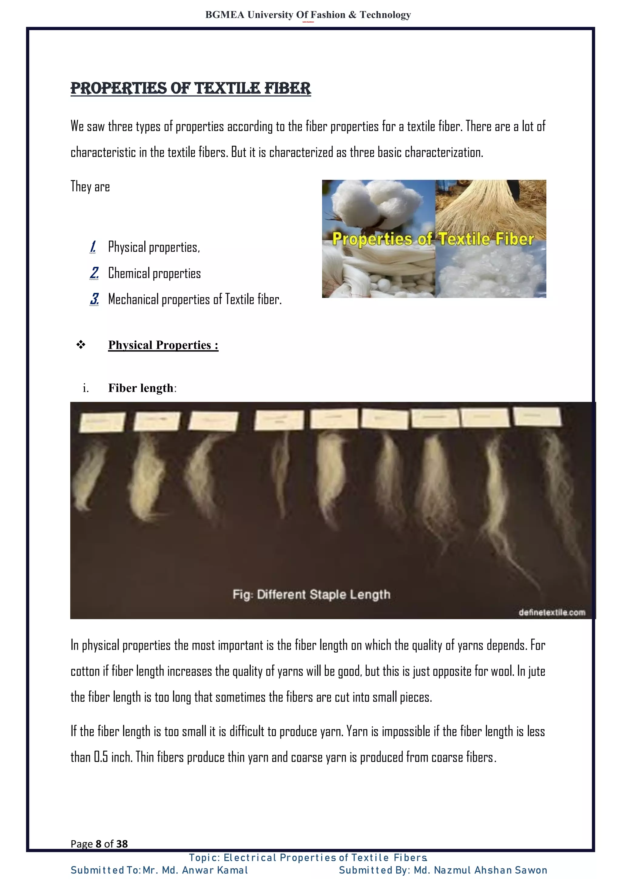 Electrical properties of textile fiber | PDF