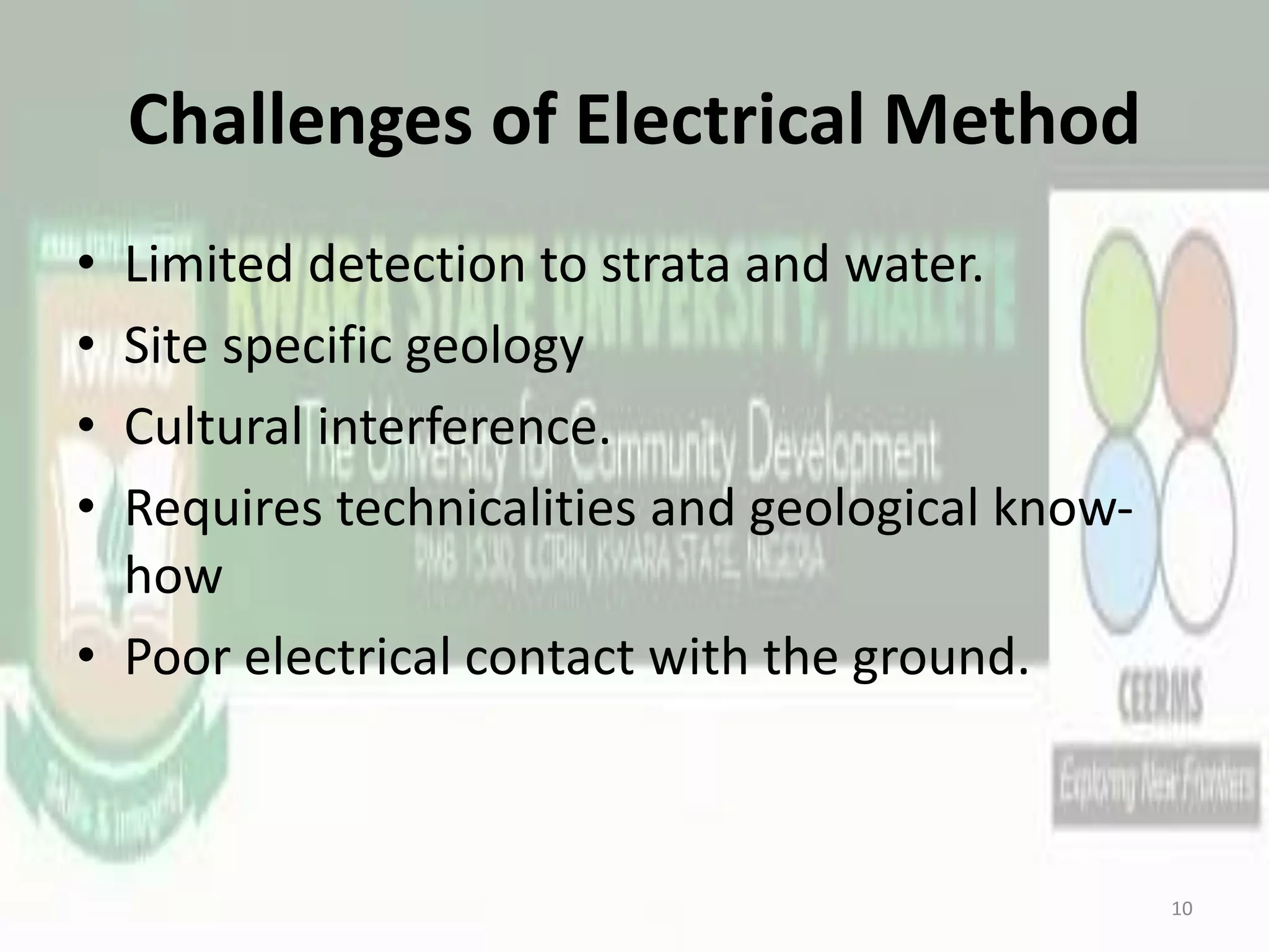 Electrical resistivity a geophysical method and its applications in ...