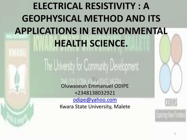Electrical resistivity a geophysical method and its applications in ...