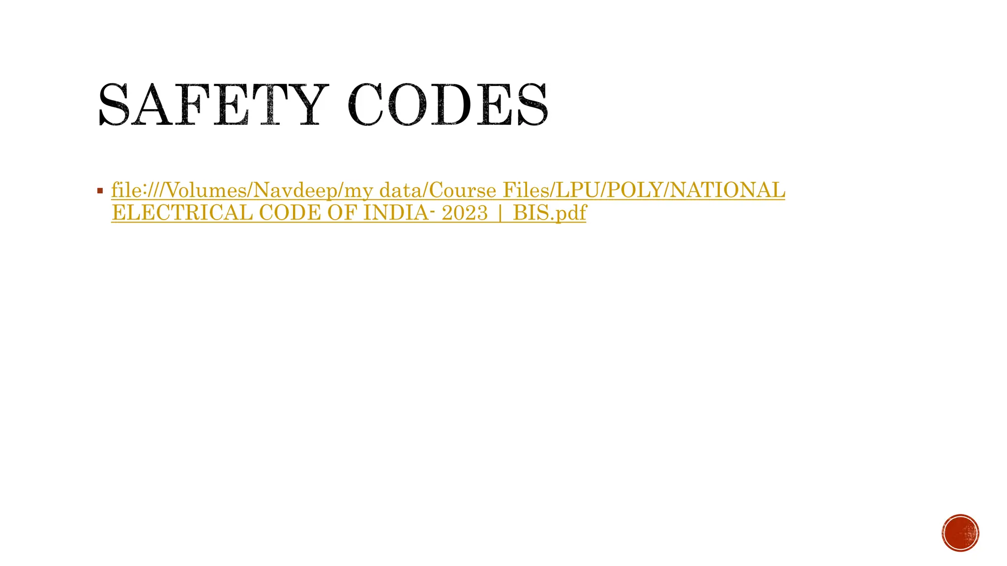Electrical safety in INSTALLATION AND MAINTENANCE OF ELECTRICAL ...