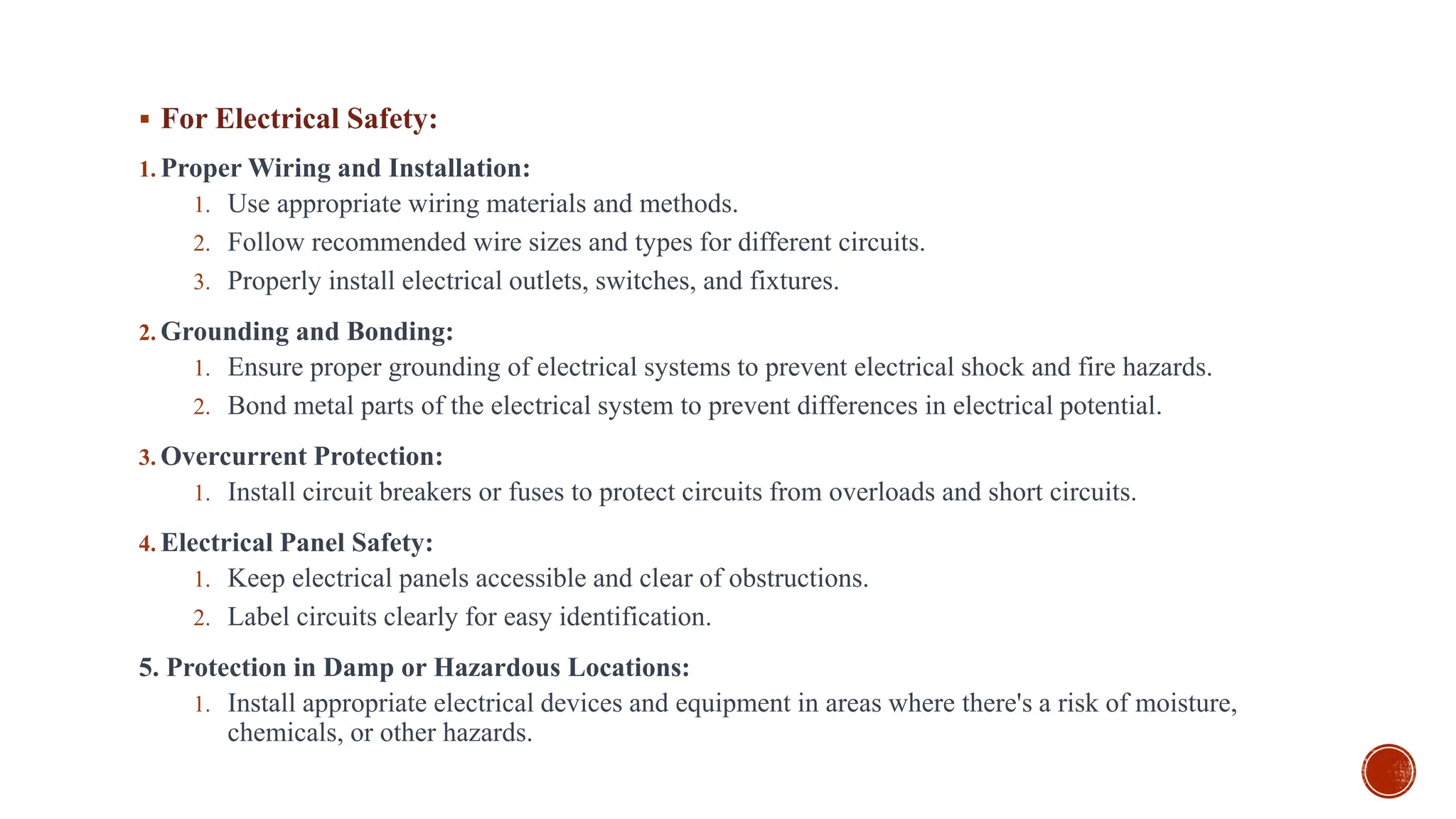 Electrical safety in INSTALLATION AND MAINTENANCE OF ELECTRICAL ...