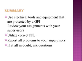 Electrical Safety- knowledge of handling wires, gaadgets , electric ...