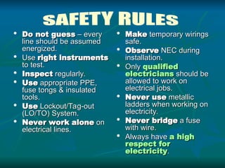 Electrical Safety POWERPOINT FOR SAFETY ORIENTATION | PPT