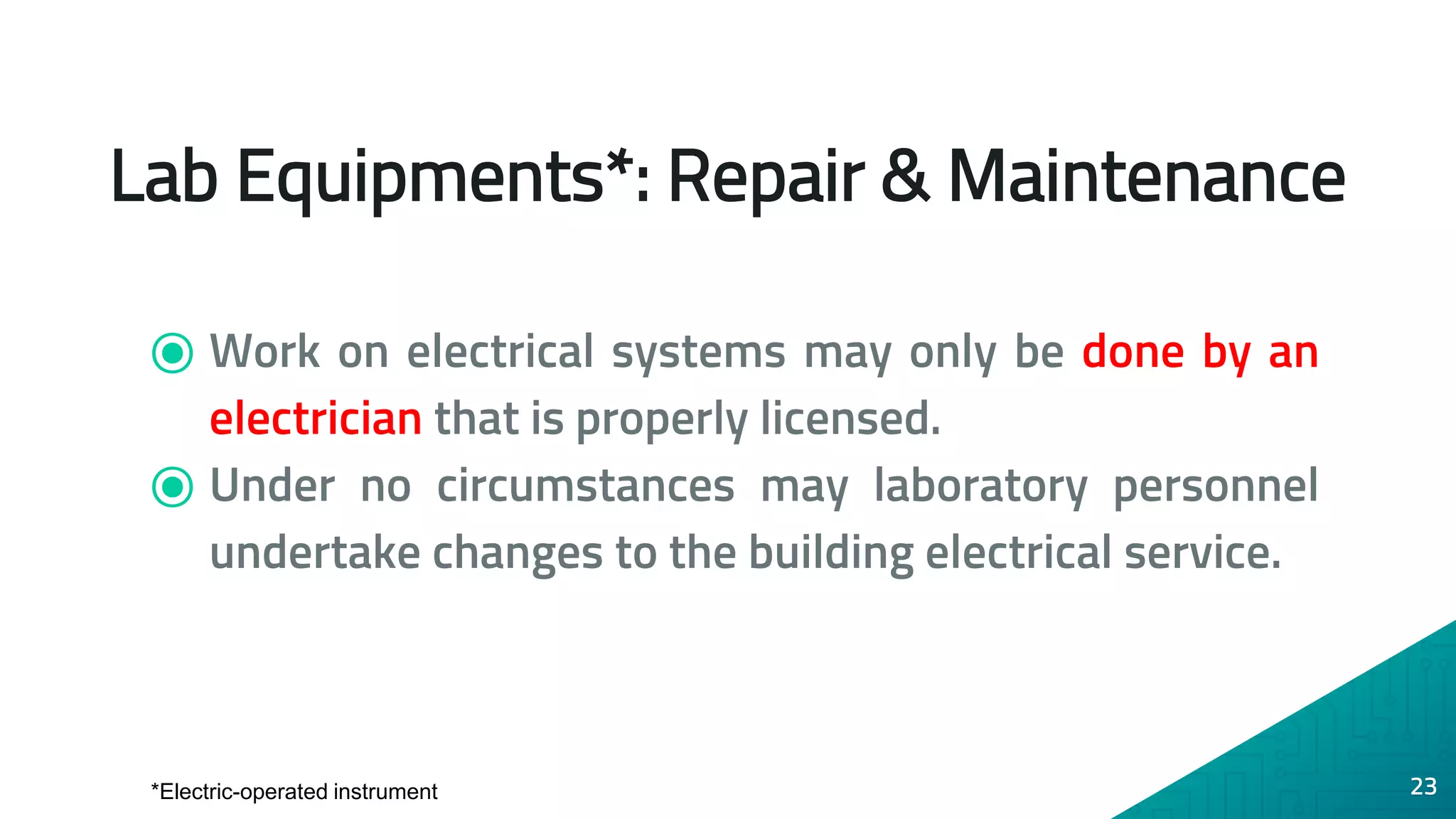 Laboratory Electrical safety | PDF