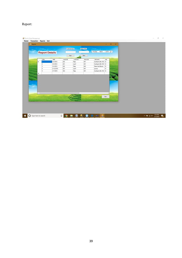 Electrical shop management system project report.pdf | Programming Languages | Computing