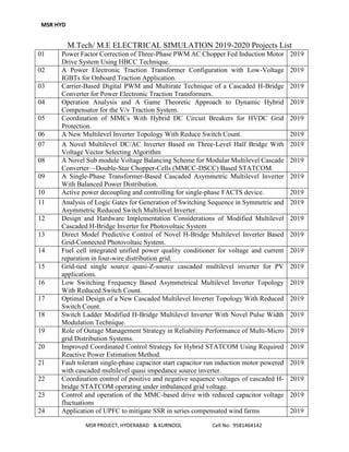 Electrical simulation 20 21 projects list | PDF