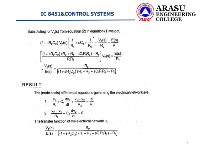 Transfer function of Electrical system | PPTX