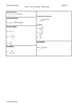 Electrical Technology Exemplar GR 11 2017 Memo Eng.pdf