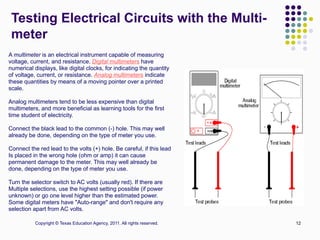 Electrical Test Equipment and devices in Works | PPT