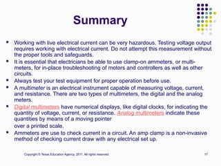 Electrical Test Equipment and devices in Works | PPTX
