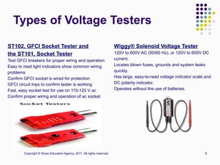 Electrical Test Equipment and devices in Works | PPTX