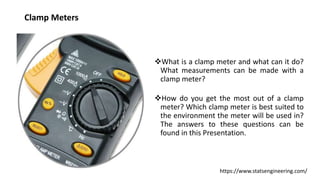 Electrical testing equipment clamp meters- Usage, operations and Safety ...