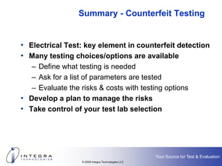 Electrical Testing For Counterfeit Detection - Marshal | PDF