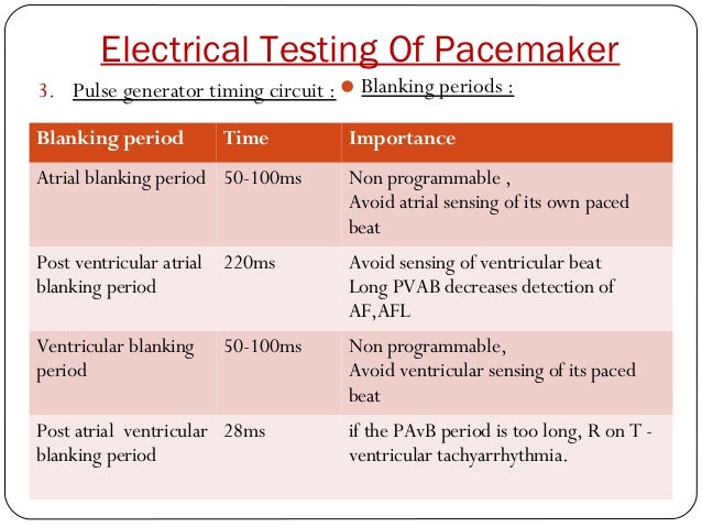 Electrical testing of pacemaker