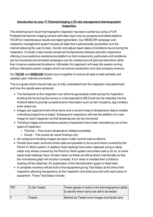 Electrical Thermal Imaging Report TICOR | PDF