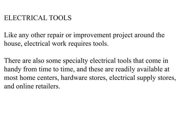 Electrical tools | PPT