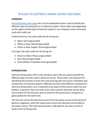 ELECTRICAL WIRING COLOUR CODES | DOCX