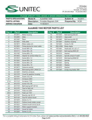 CS Unitec Electric Magnetic Drills Schematic: AutoMAB 1500 | PDF