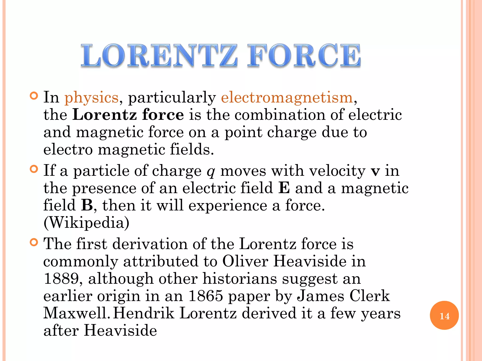 Electric Charges & Lorentz Force | PPT