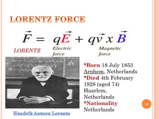 Electric Charges & Lorentz Force | PPT