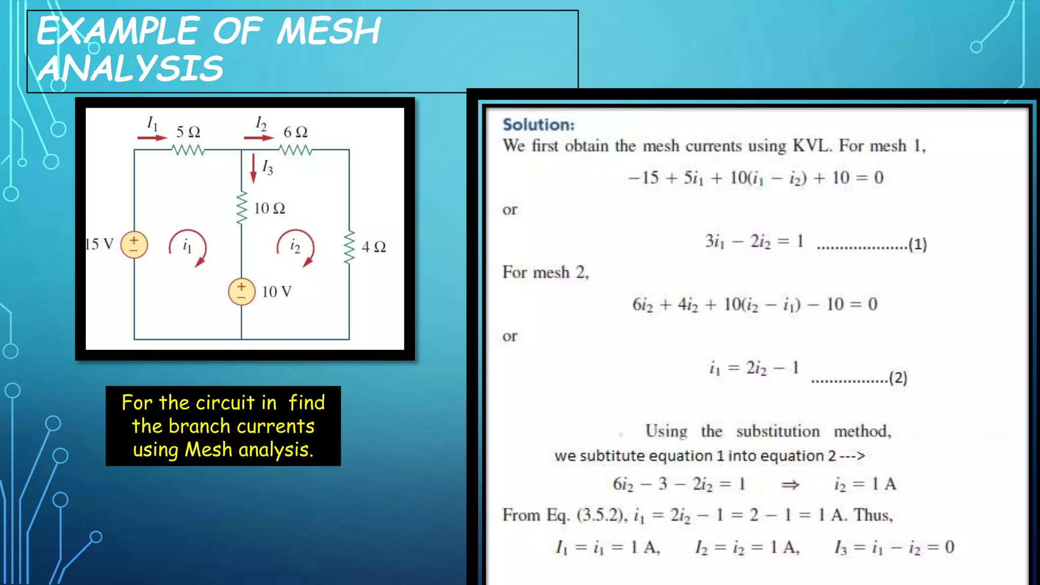 Thevenin's Theorem,Mesh analysis and sine wave Basic | PPT