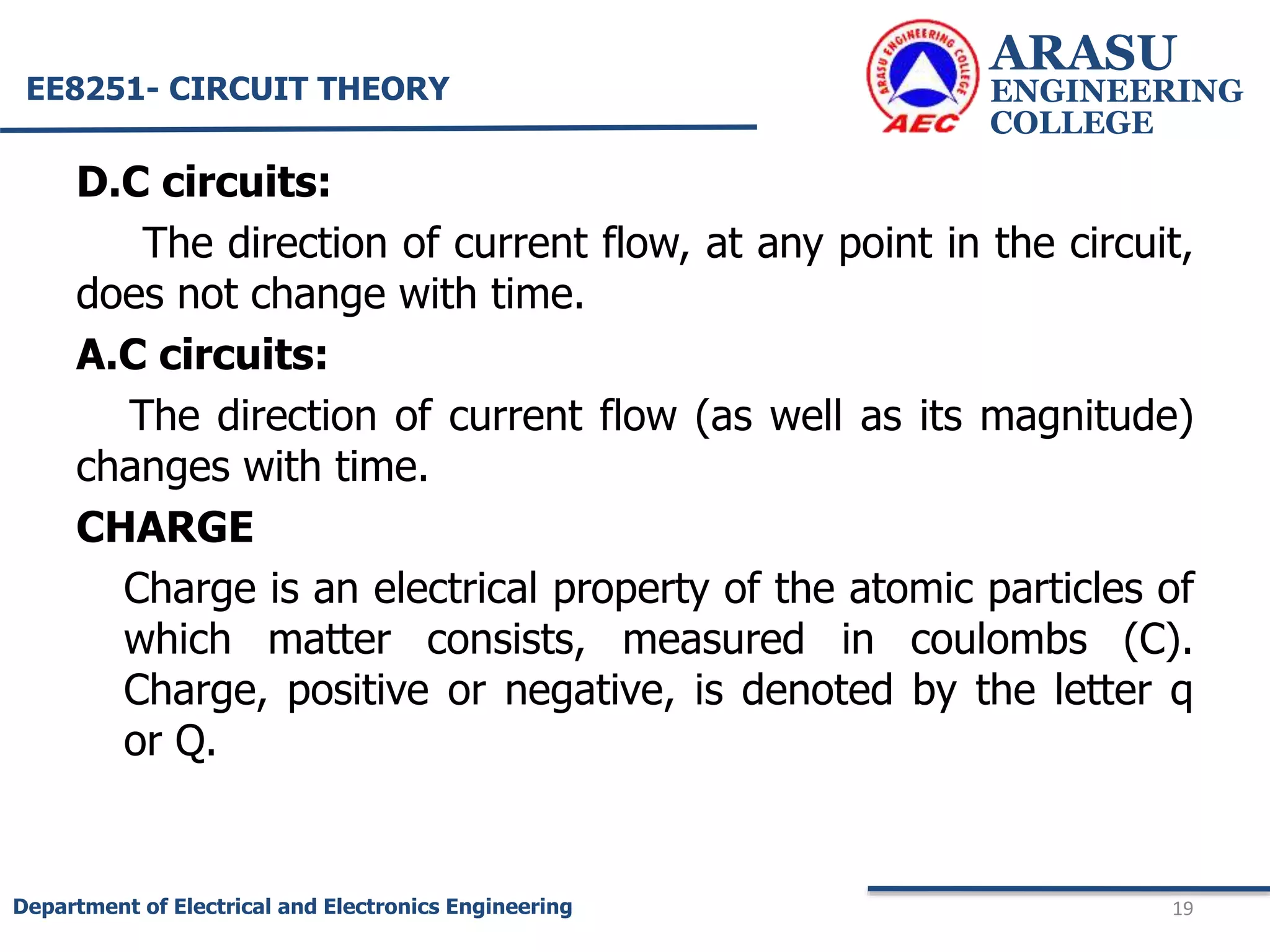 Electric circuits and network theorems | PPT