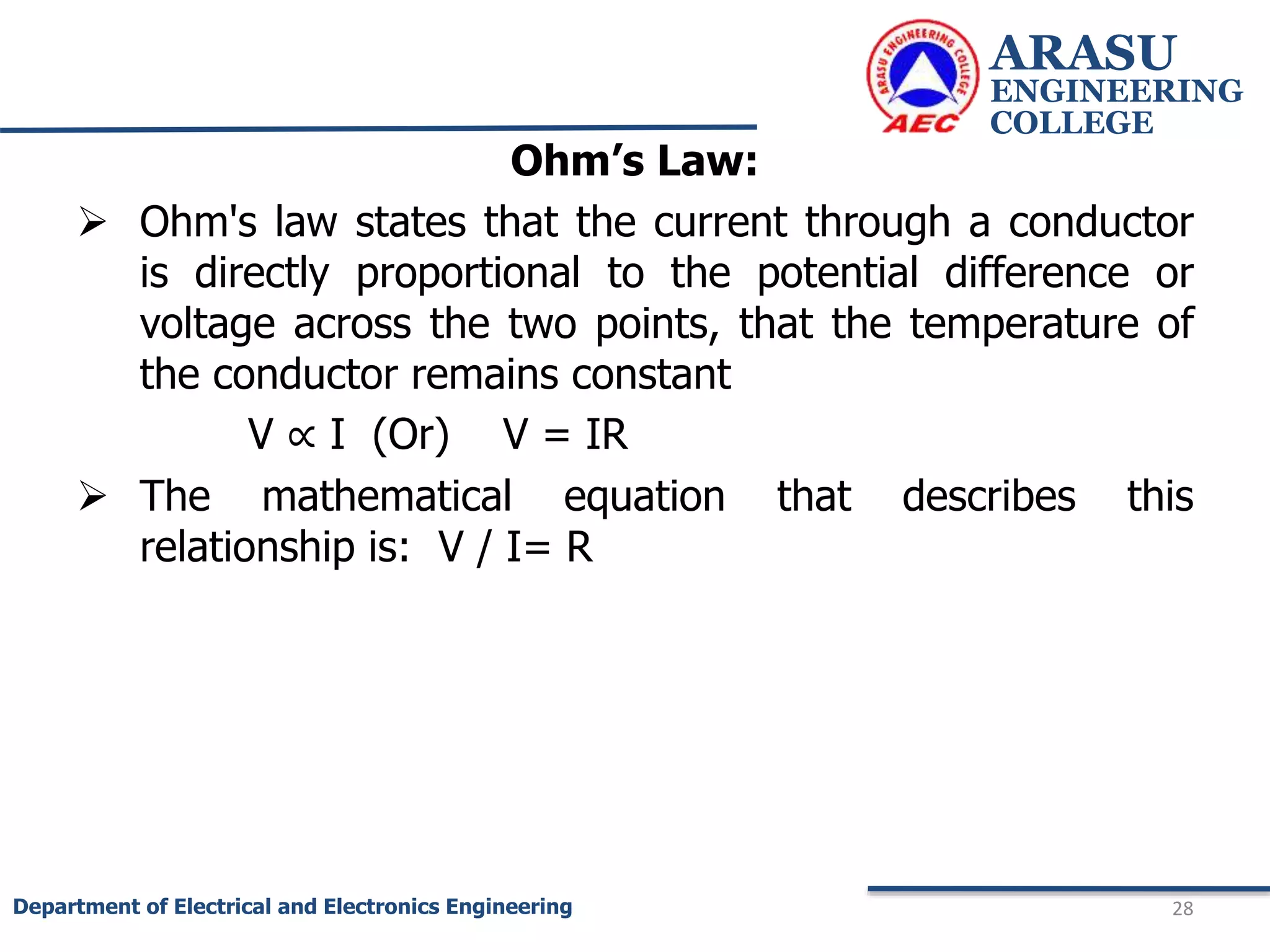 Electric circuits and network theorems | PPT