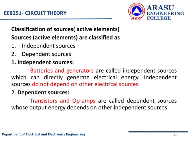Electric circuits and network theorems | PPT