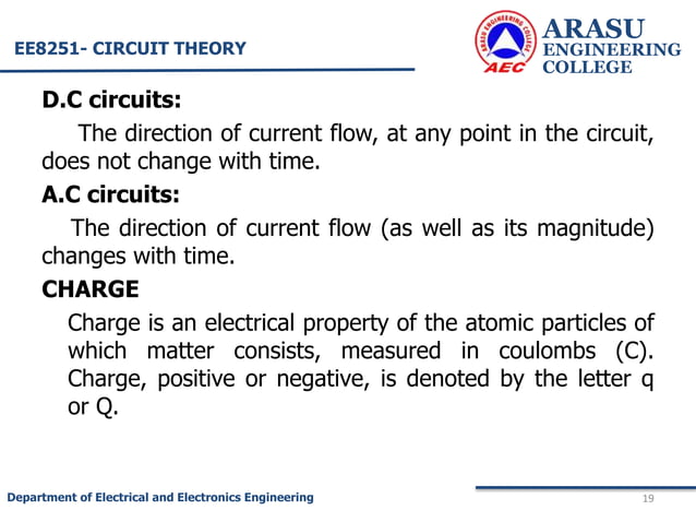 Electric circuits and network theorems | PPT