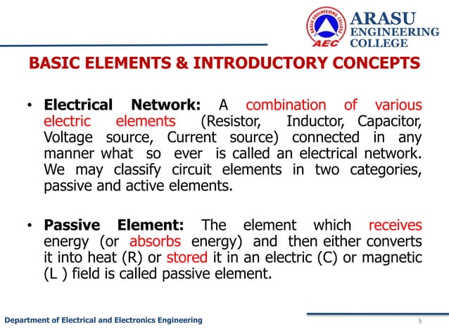 Electric circuits and network theorems | PPT