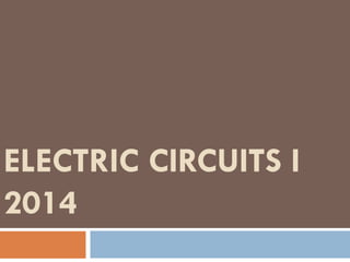 Electric circuits i | PPT
