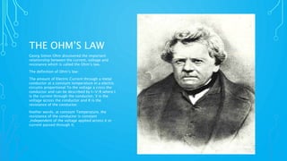 Electric circuits ohms law | PPTX