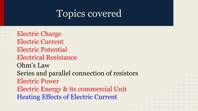 Electric current and its effects | PPTX | Geography | Science