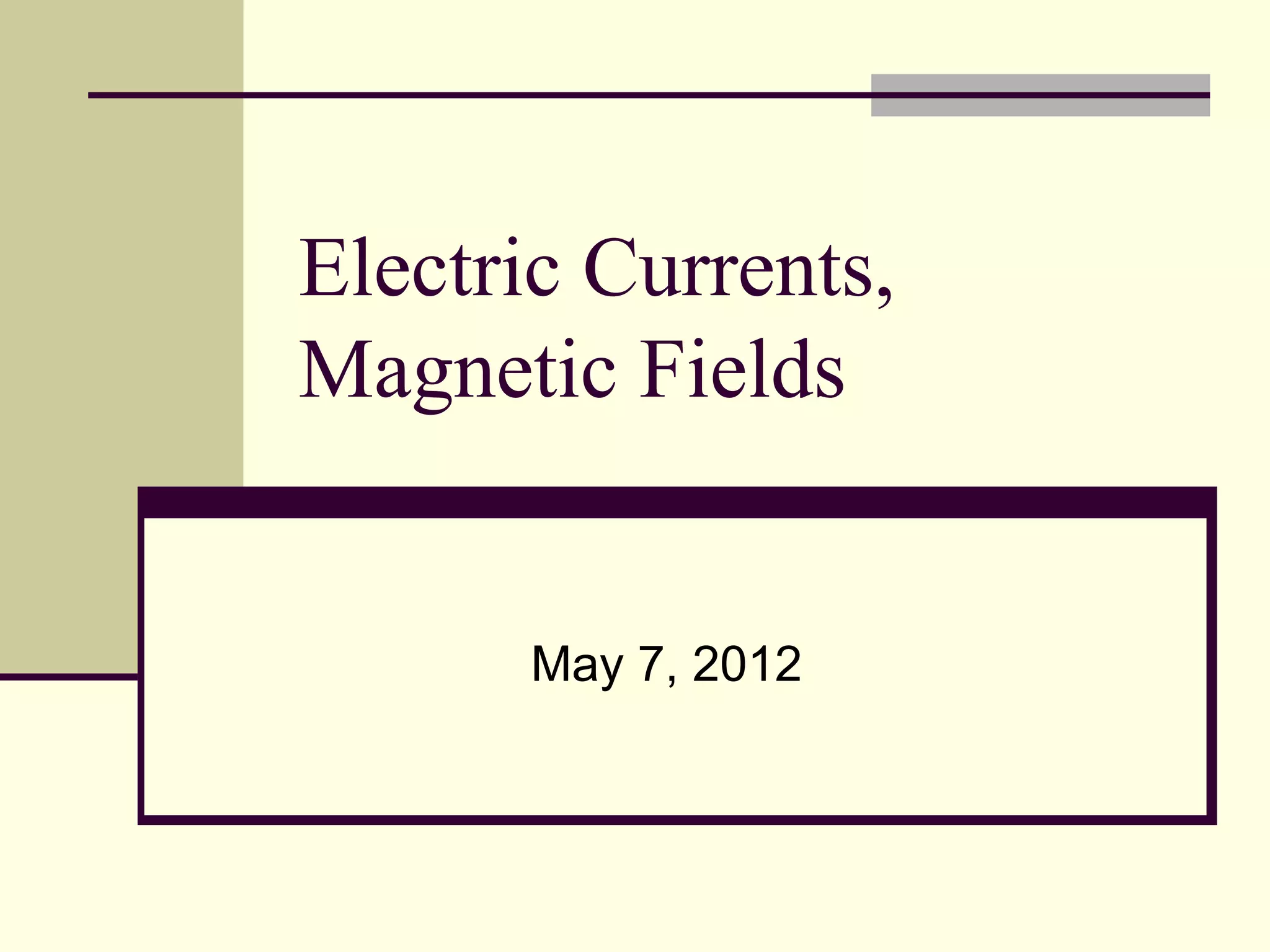 Electric currents, magnetic fields | PPT