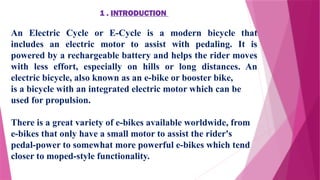 ELECTRIC CYCLE introduction to electric cycle project | PPTX