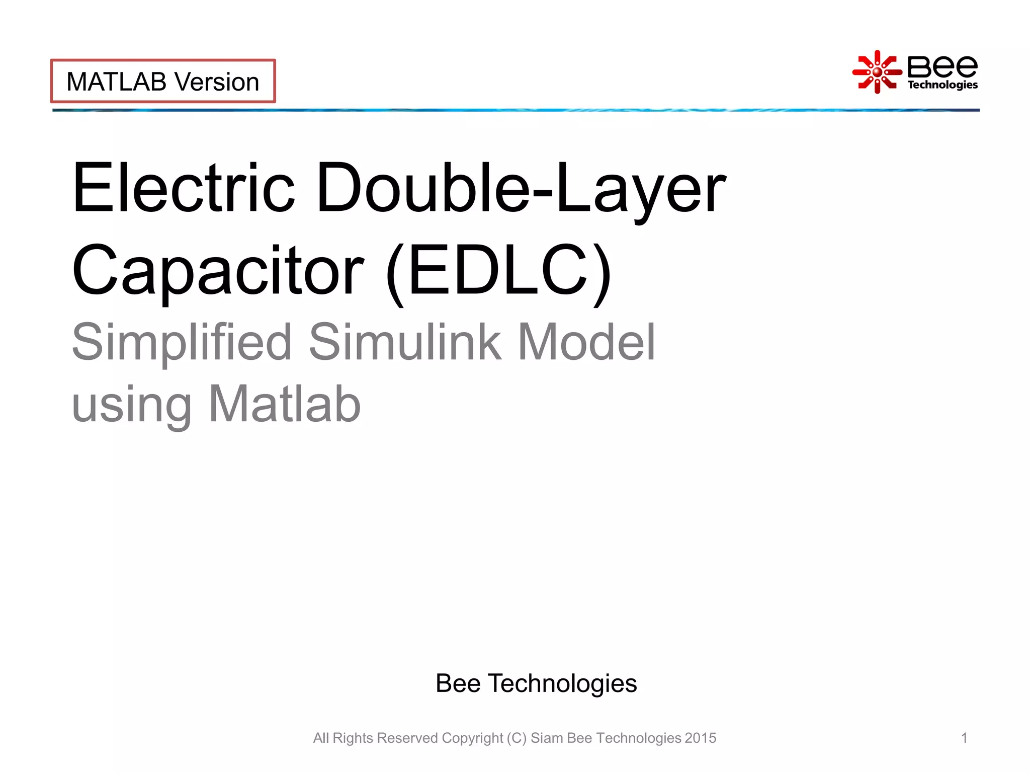 Electric Double-Layer Capacitor(EDLC) Simulink Model using MATLAB | PDF