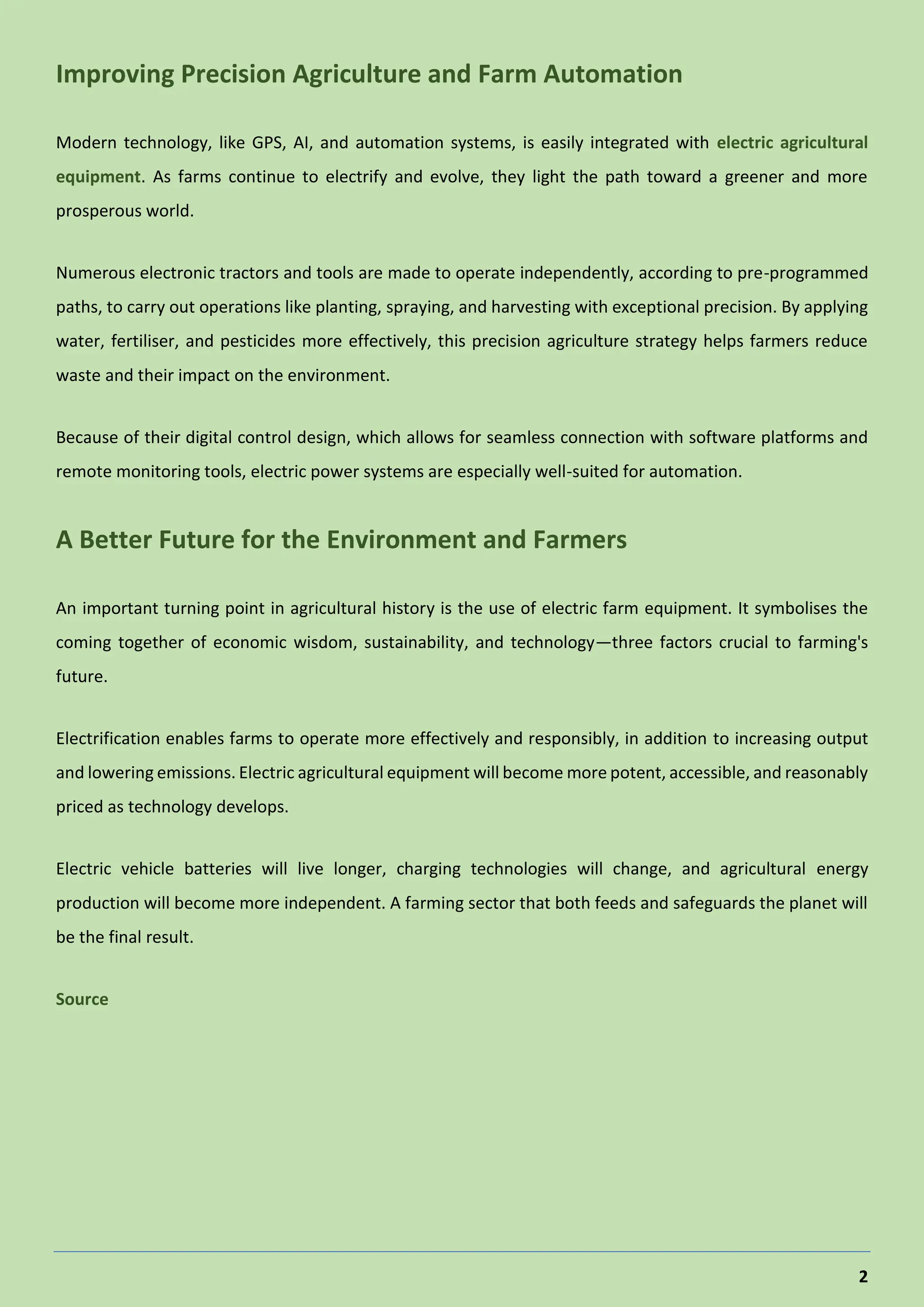 Electric Farm Equipment: From Clean Energy to Fossil Fuels | PDF