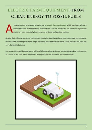 Electric Farm Equipment: From Clean Energy to Fossil Fuels | PDF
