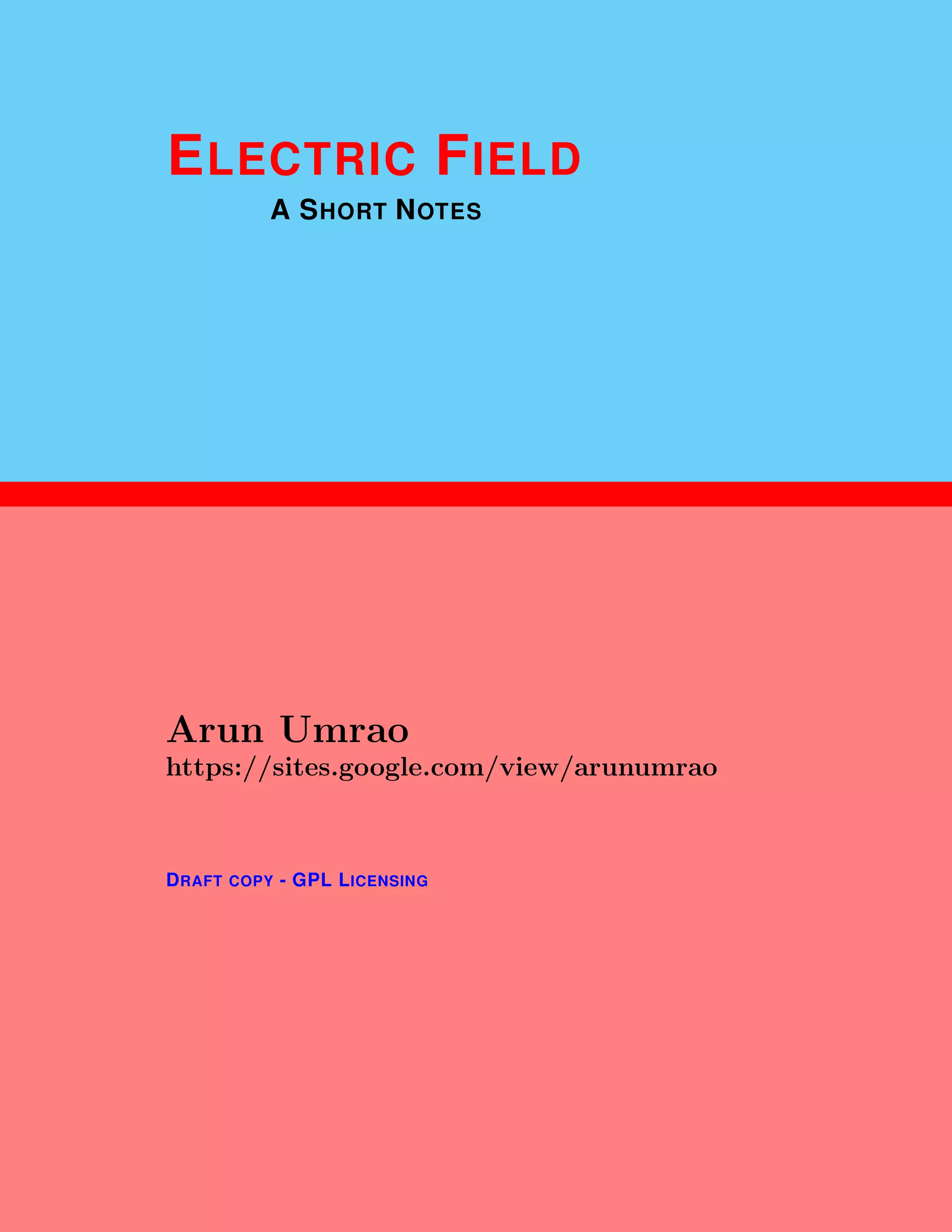 Principle of Electric Field - Physics - by Arun Umrao | PDF