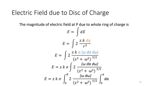 Electric field due to ring of charge Derivation | PPTX | Physics | Science