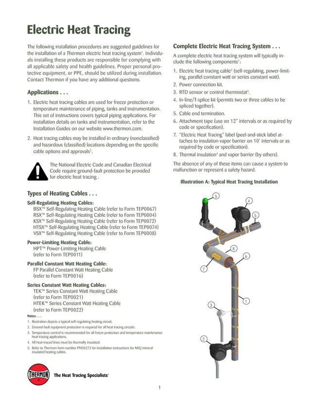 Electric Heat Tracing - Installation Procedures (Thermon Cables) | PDF ...