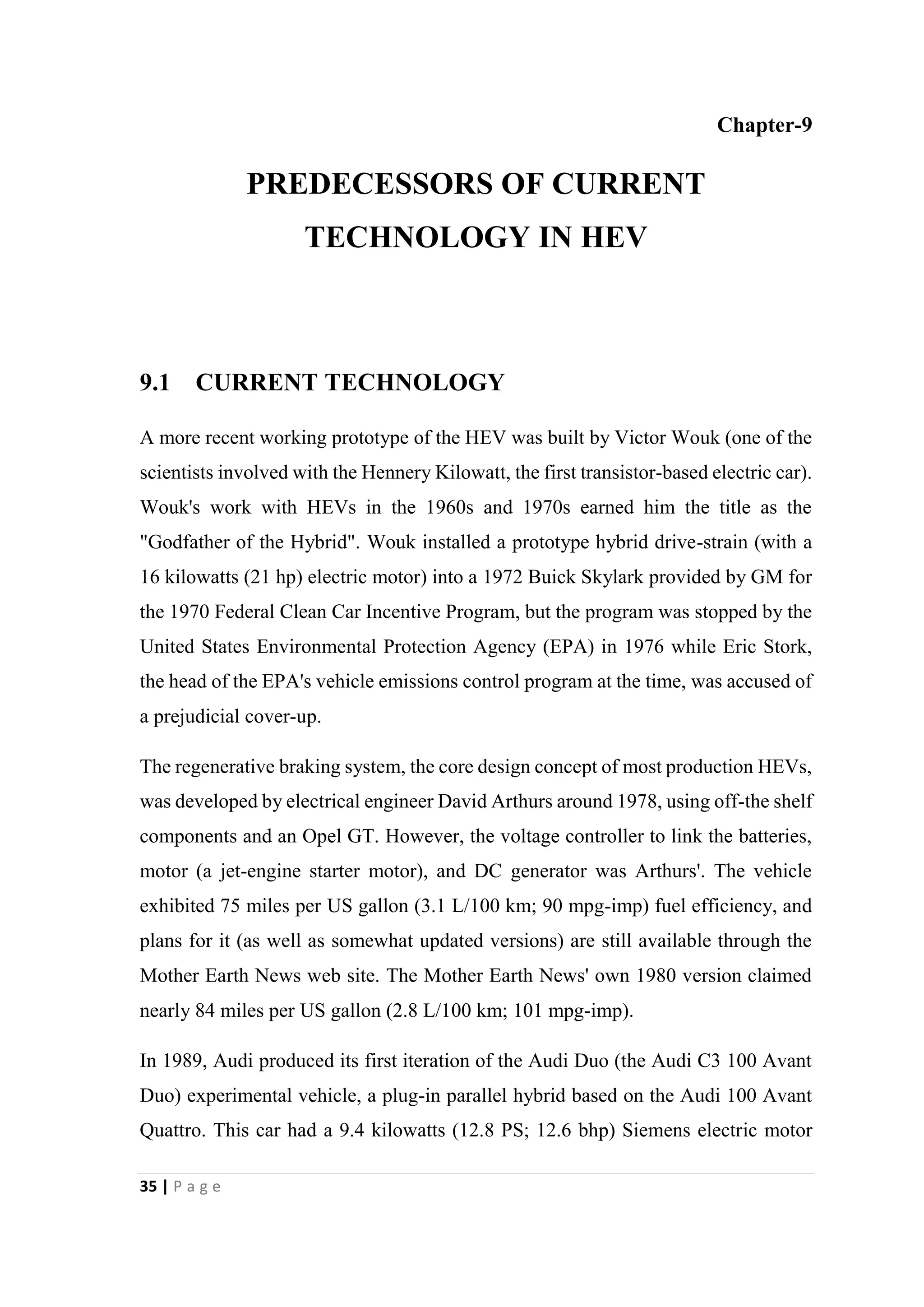 Electric hybrid vehicle Seminar Report | PDF