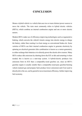 Electric hybrid vehicle Seminar Report | PDF
