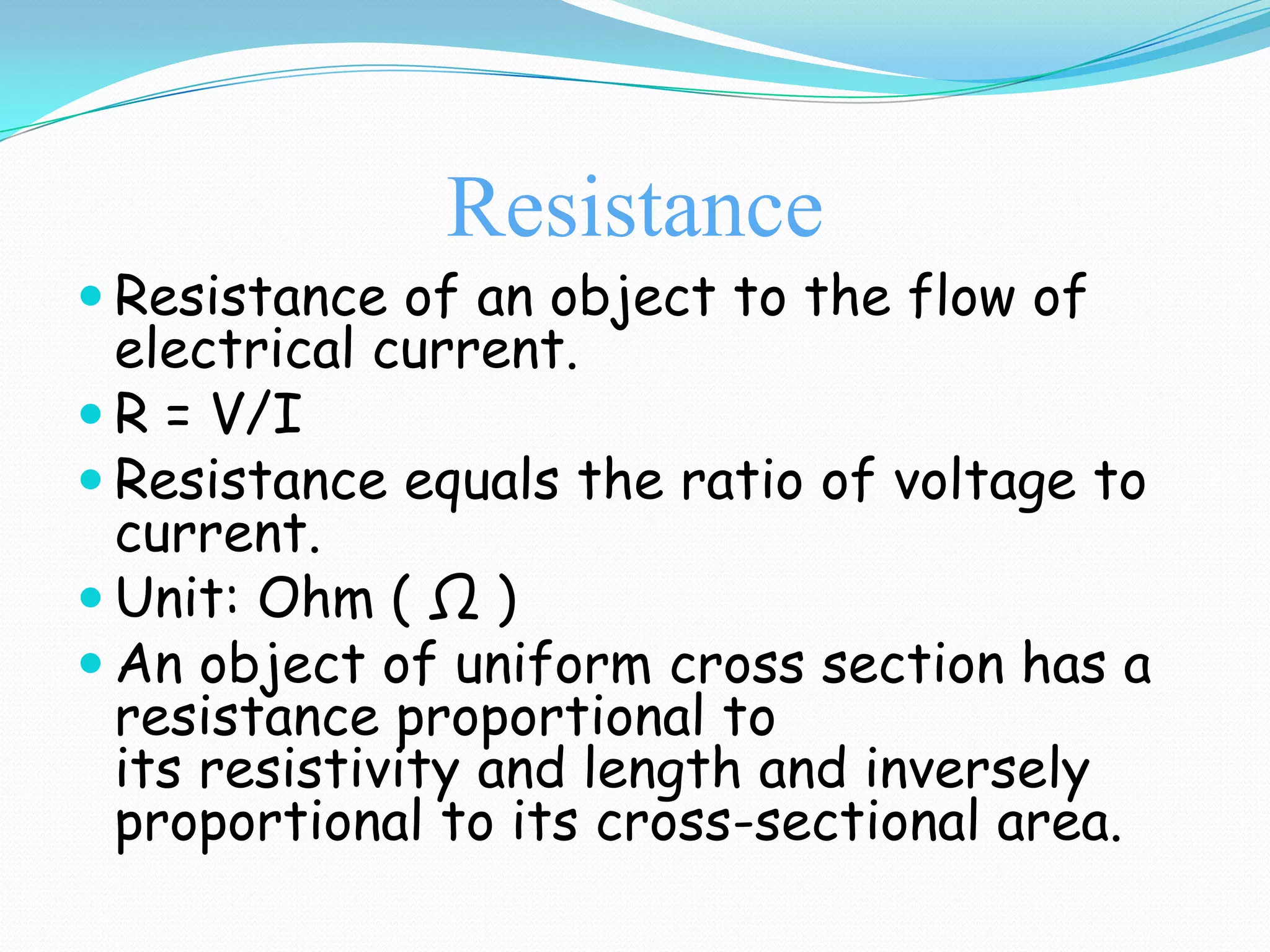Electricity: Resistance | PPTX | Chemistry | Science