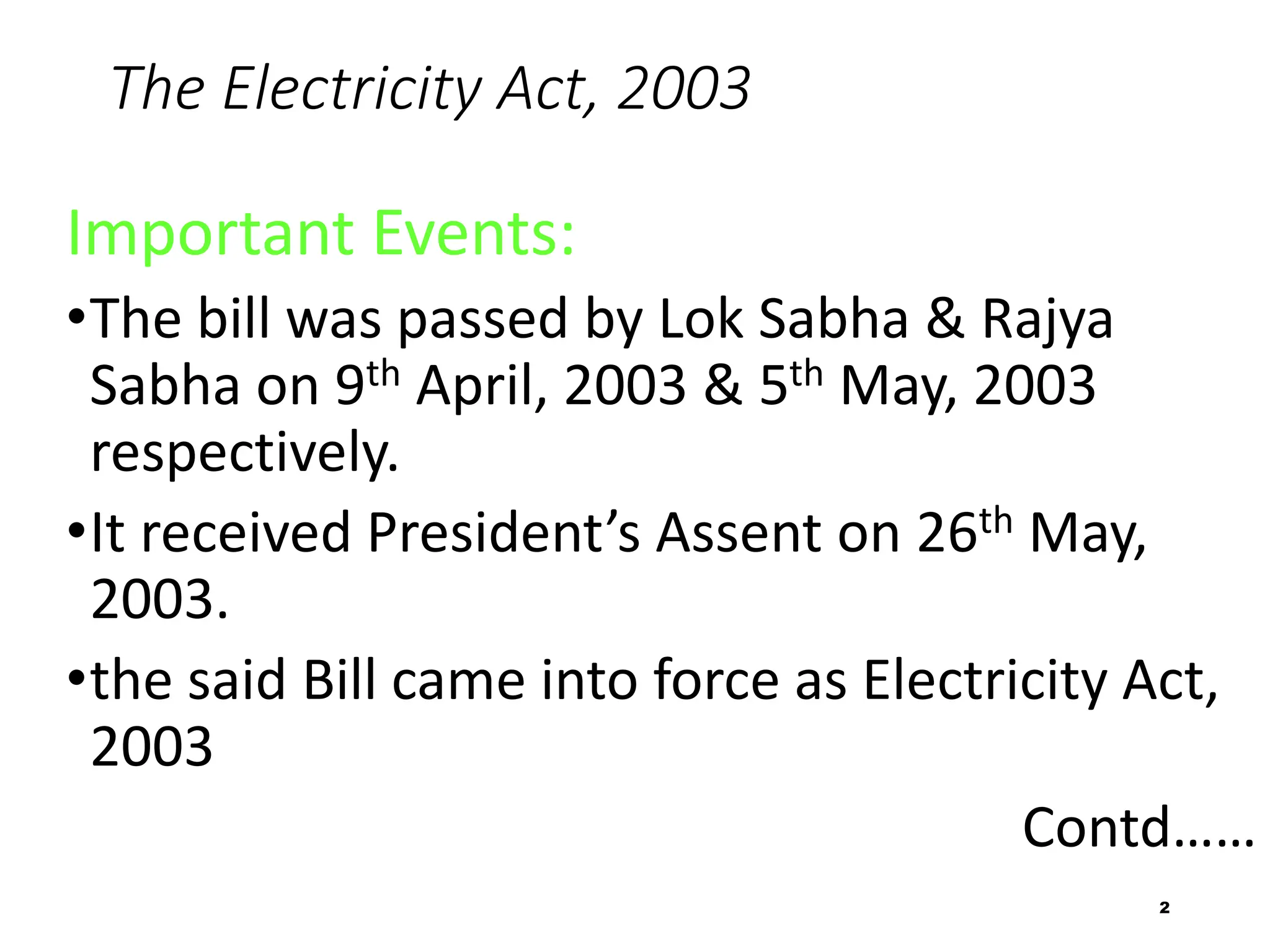 Electricity Act 2003 Electricity Act2003 | PPT