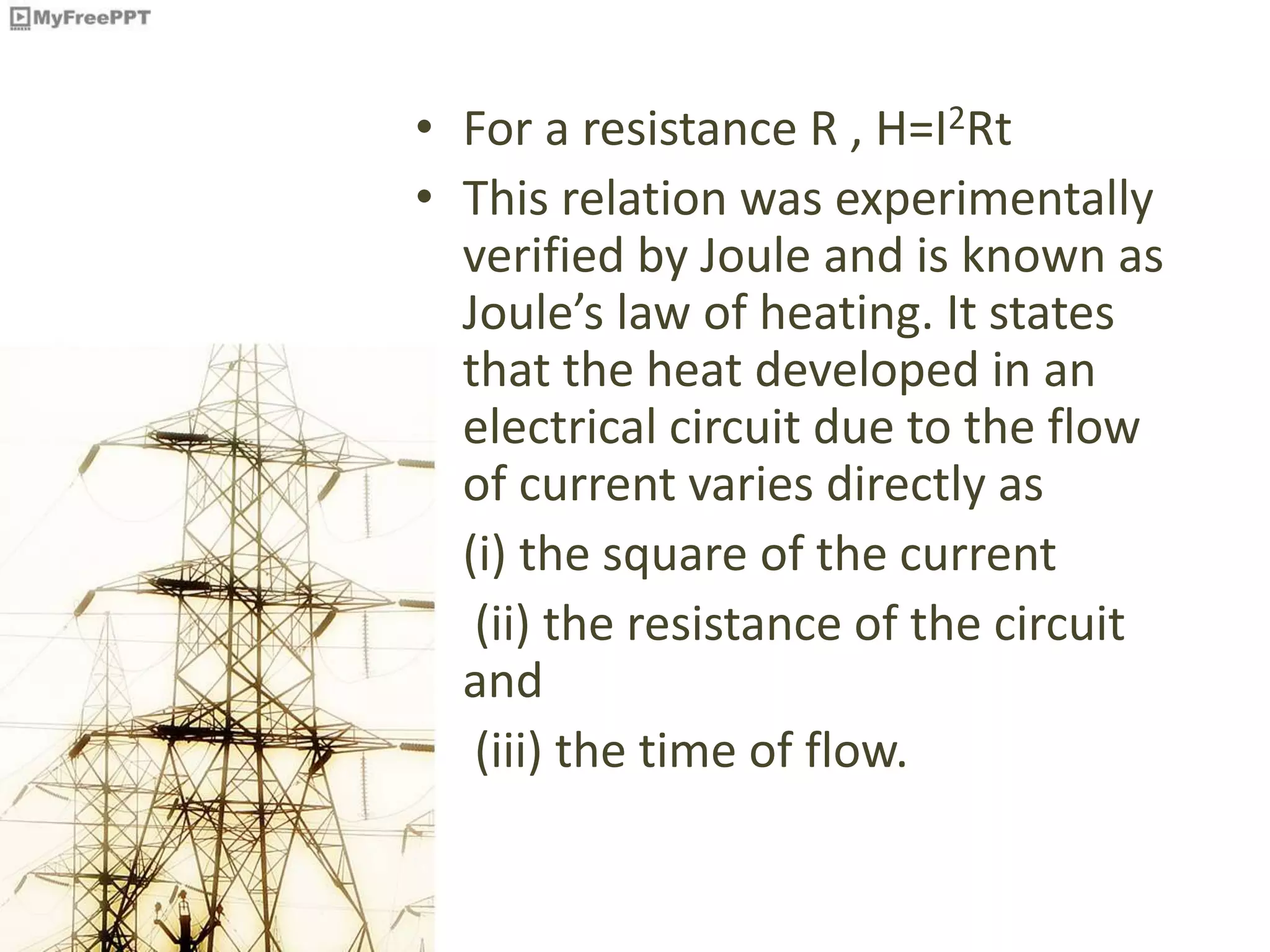 Electricity heating effect of electric current Priya Jha | PPTX