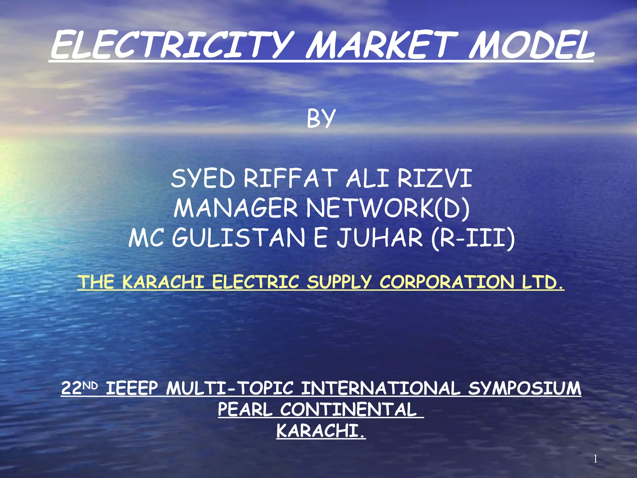Electricity Market Model By Riffat Rizvi | PPT