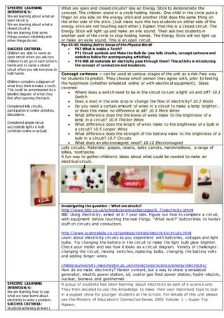 Electricity - physical world - unit plan for 5-7 year olds | PDF | Home ...