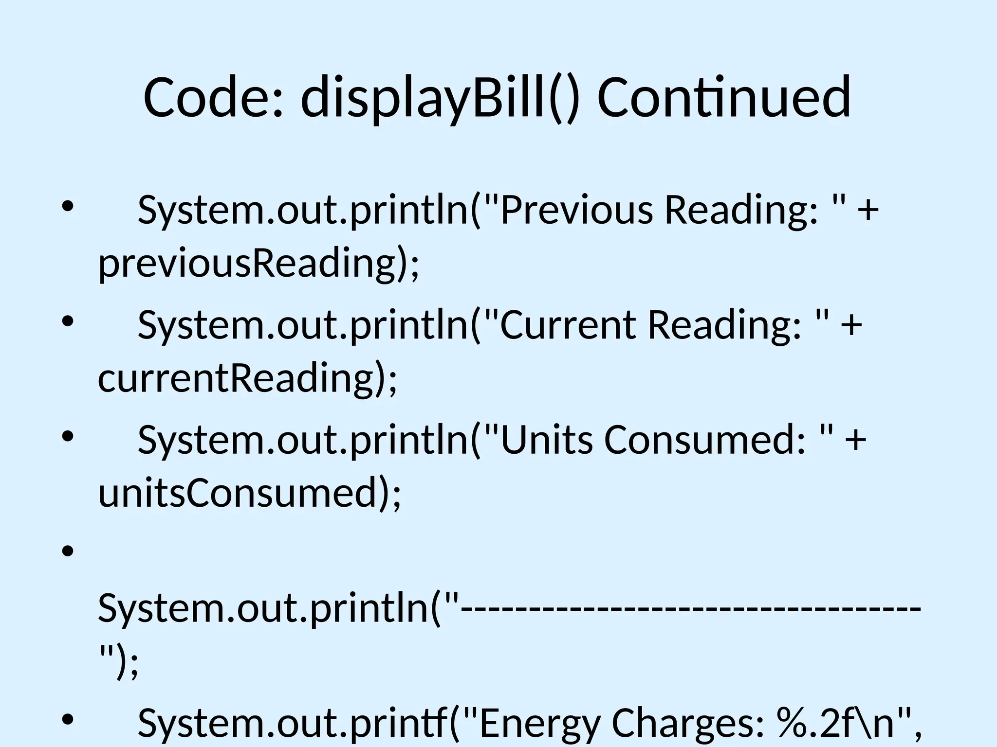 Electricity billing system contain java console application | PPTX